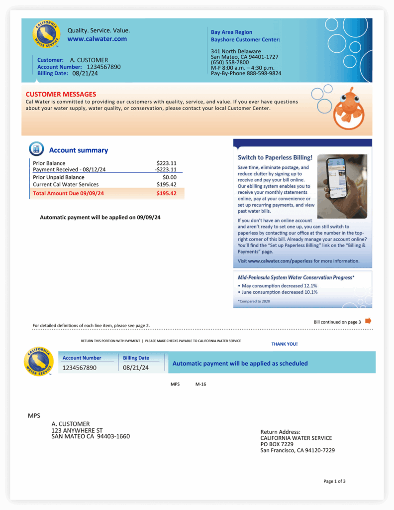 Bill Overview - Cal Water