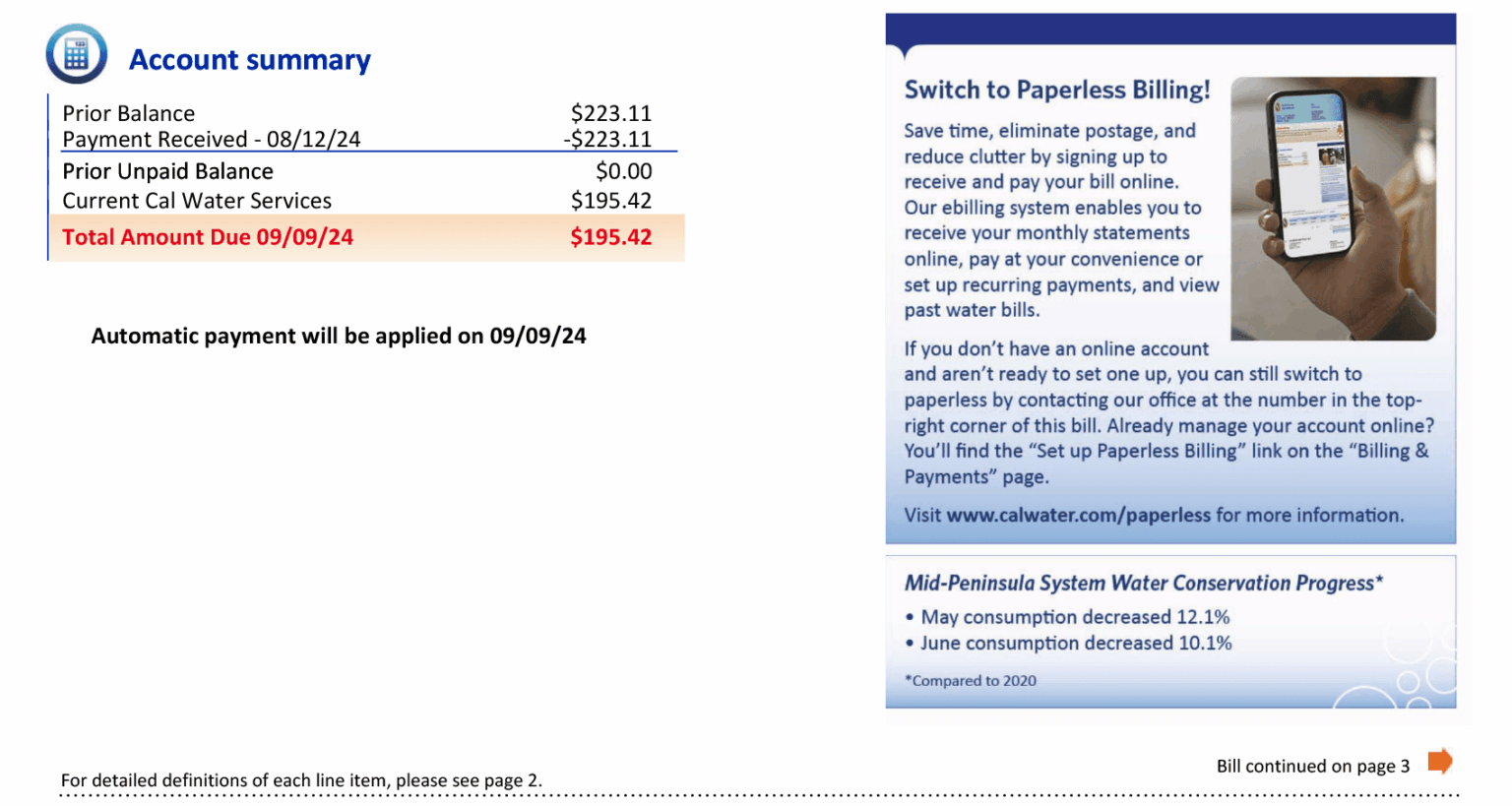 Water Bill Details - Cal Water